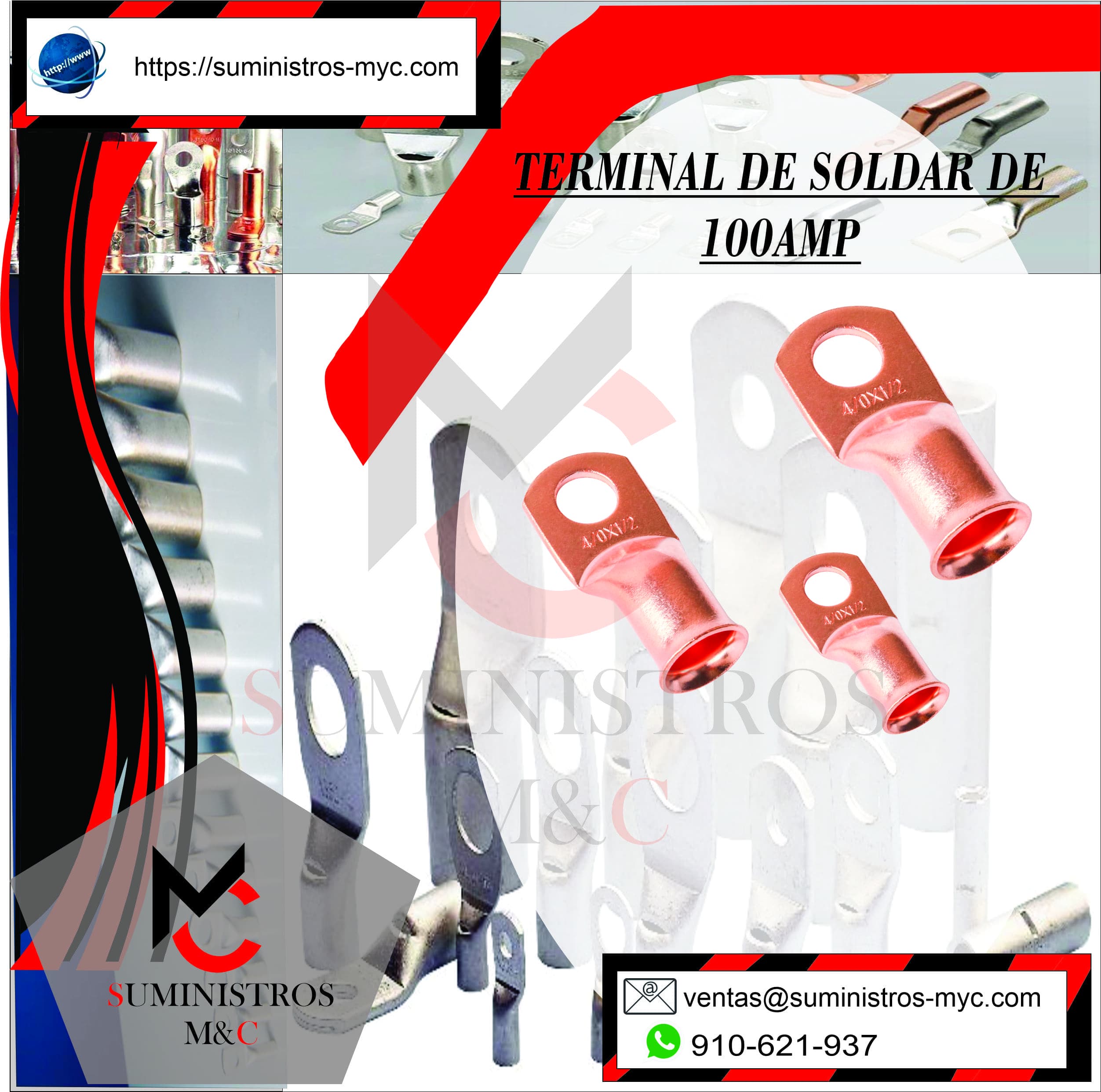 TERMINAL DE COBRE 100AMP - Suministros M&C