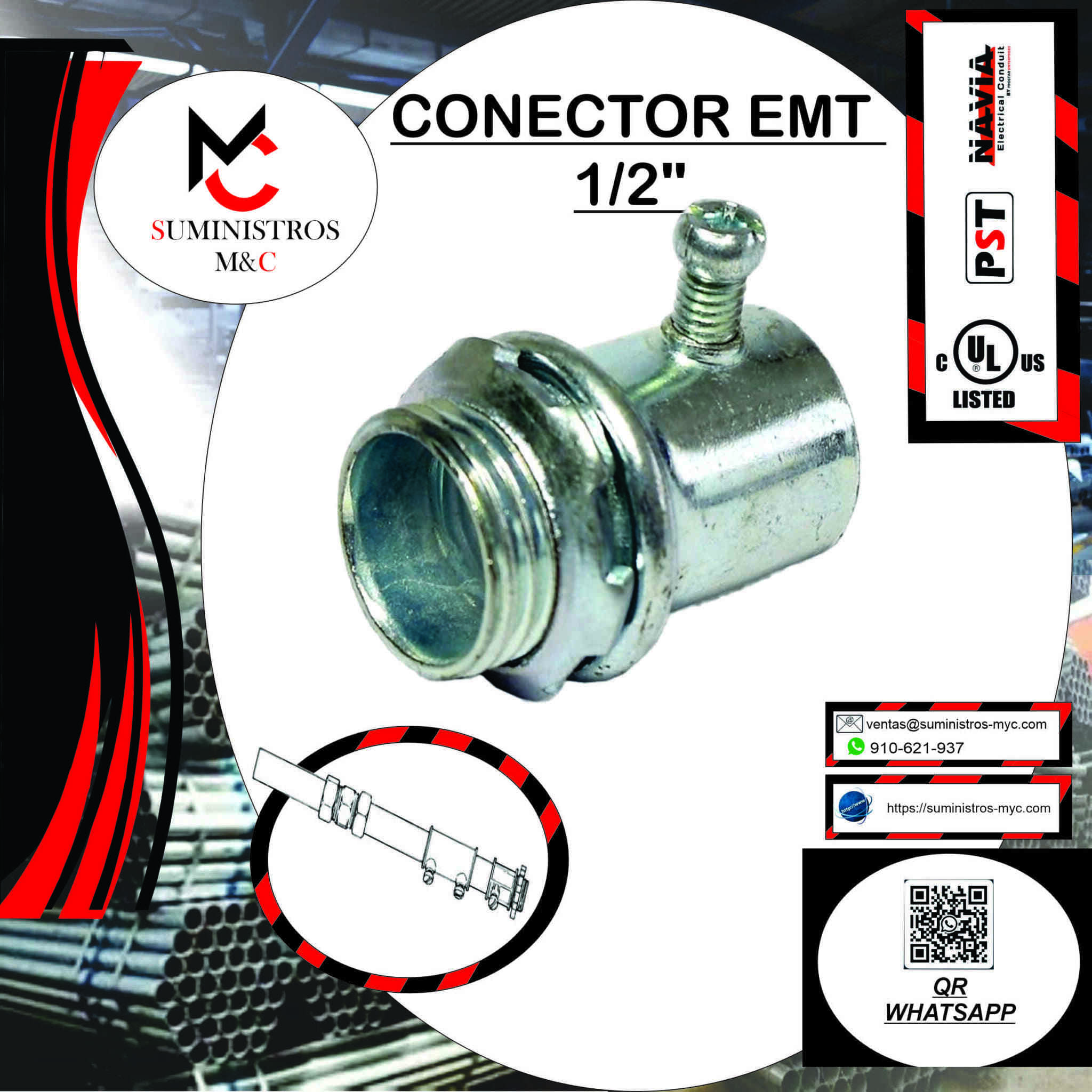 CONECTOR CONDUIT EMT 1/2" - Suministros M&C