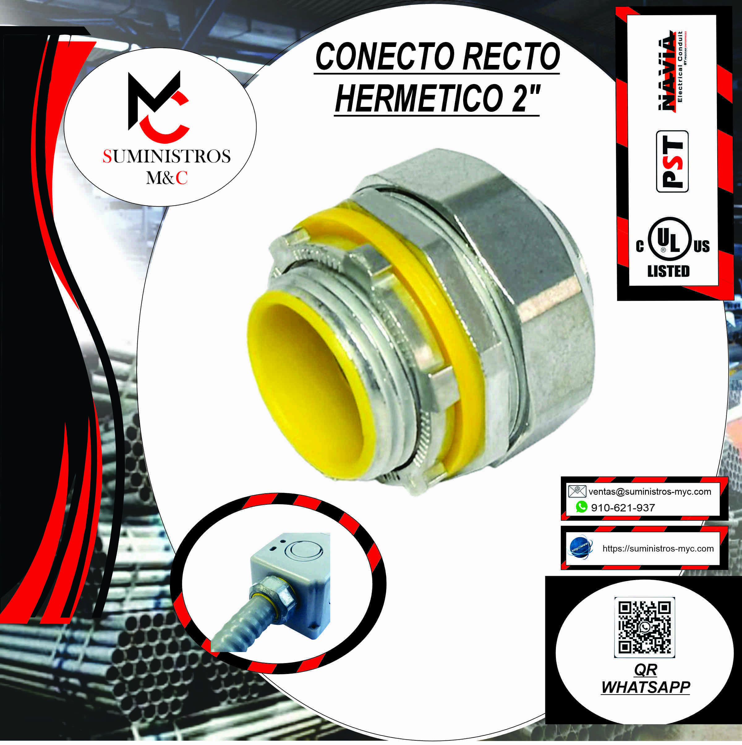 CONECTOR RECTO HERMETICO 2" UL - Suministros M&C