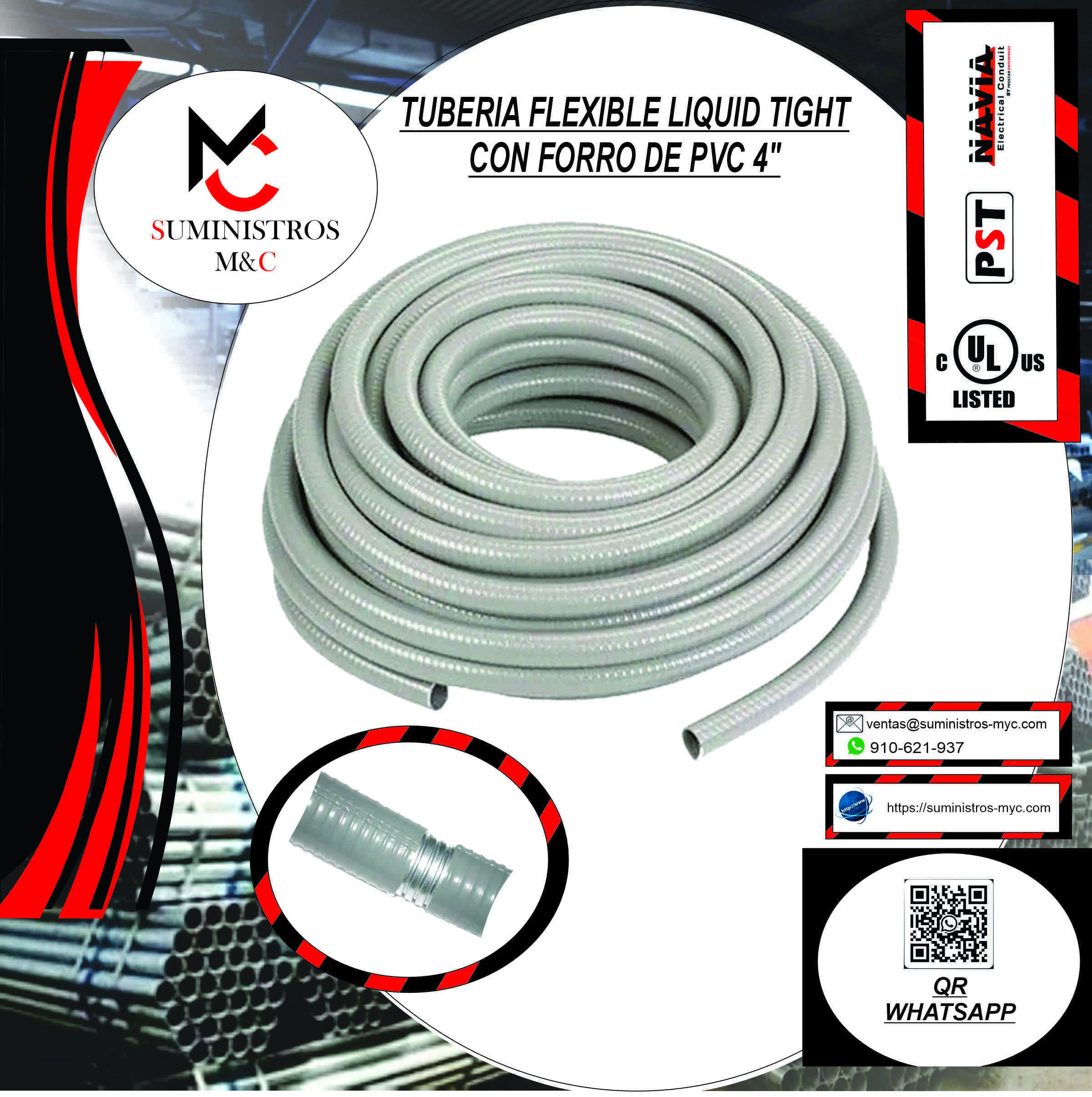 TUBERIA CONDUIT FLEXIBLE LIQUIT TIGHT DE 4" - Suministros M&C